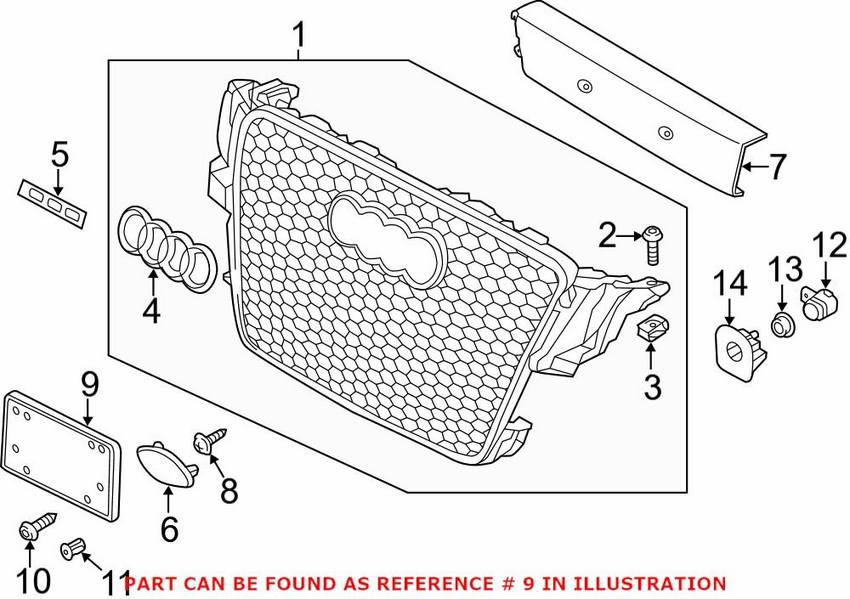 Audi License Plate Bracket – Front 8T0807285MT94 Genuine VW/Audi ...