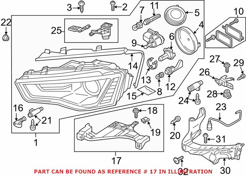Audi Headlight Bracket – Driver Side 8T0941453D Genuine VW/Audi 8T0941453B
