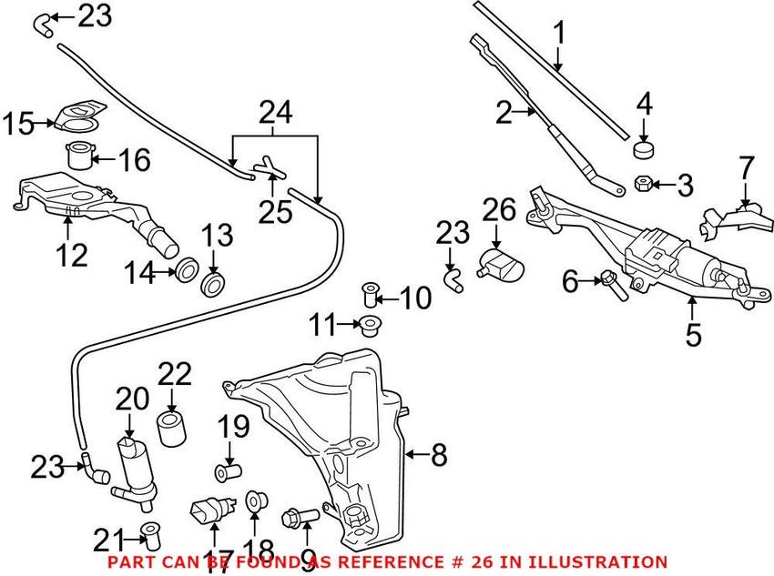 Audi Windshield Washer Nozzle – Front Driver Side 8T0955987B Genuine VW ...