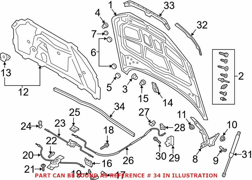 Audi Hood Seal 8W0823723A Genuine VW/Audi 8W0823723A