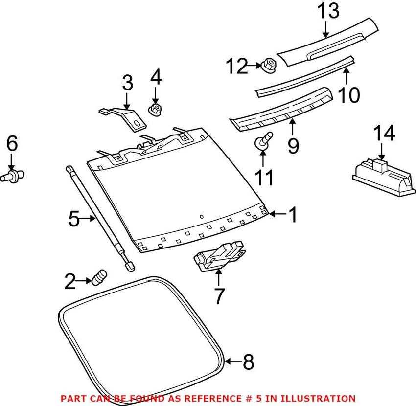 Land Rover Hatch Lift Support BHE790030 Genuine Land Rover BHE790030