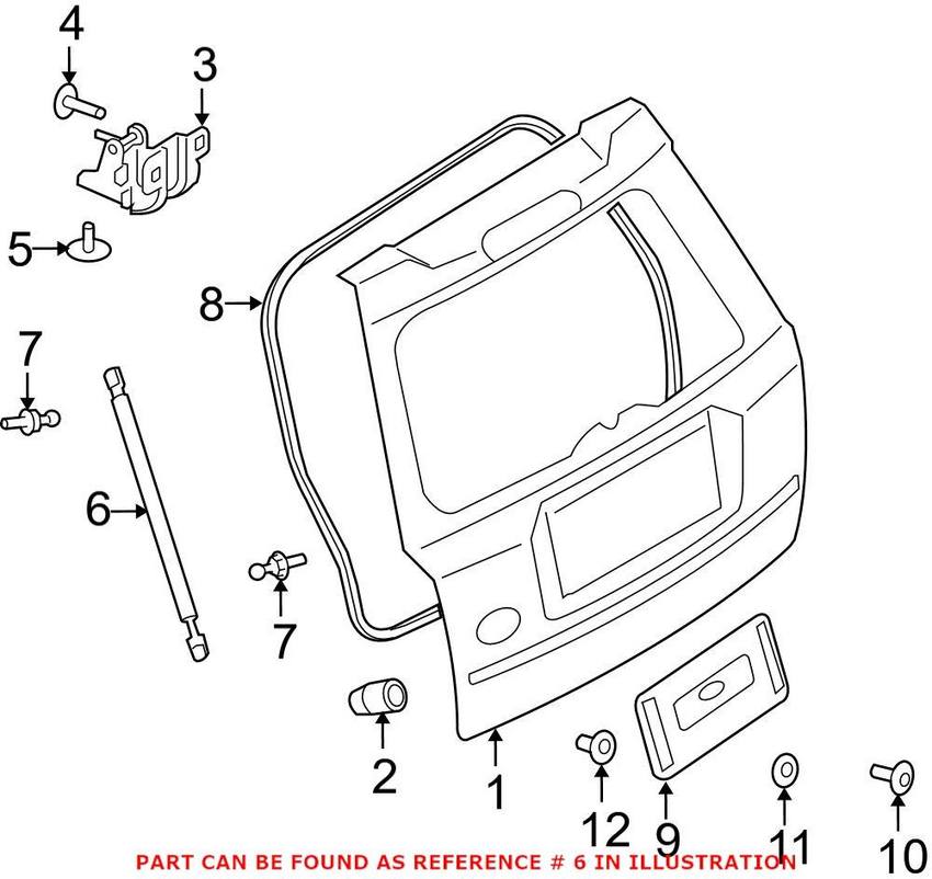 Land Rover Hatch Lift Support LR030618 Genuine Land Rover LR030618