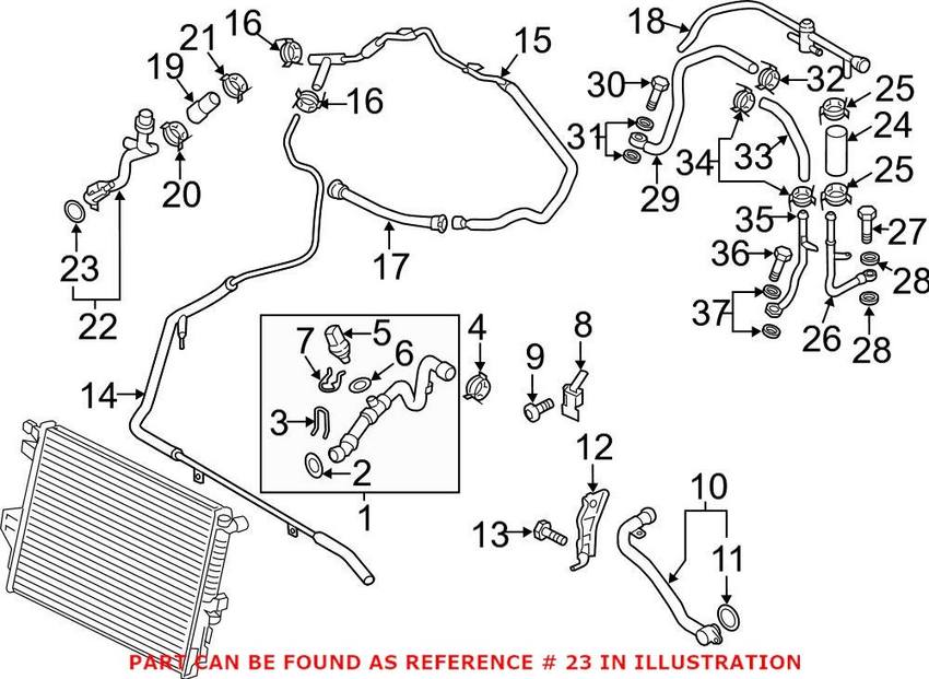 VW Engine Coolant Pipe Seal N90809102 Genuine VW/Audi N 90809102