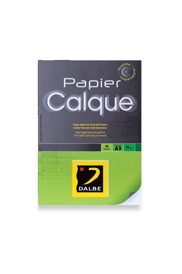 BLOC CALQUE 90G DALBE 50 FEUILLES A3 | pass Culture