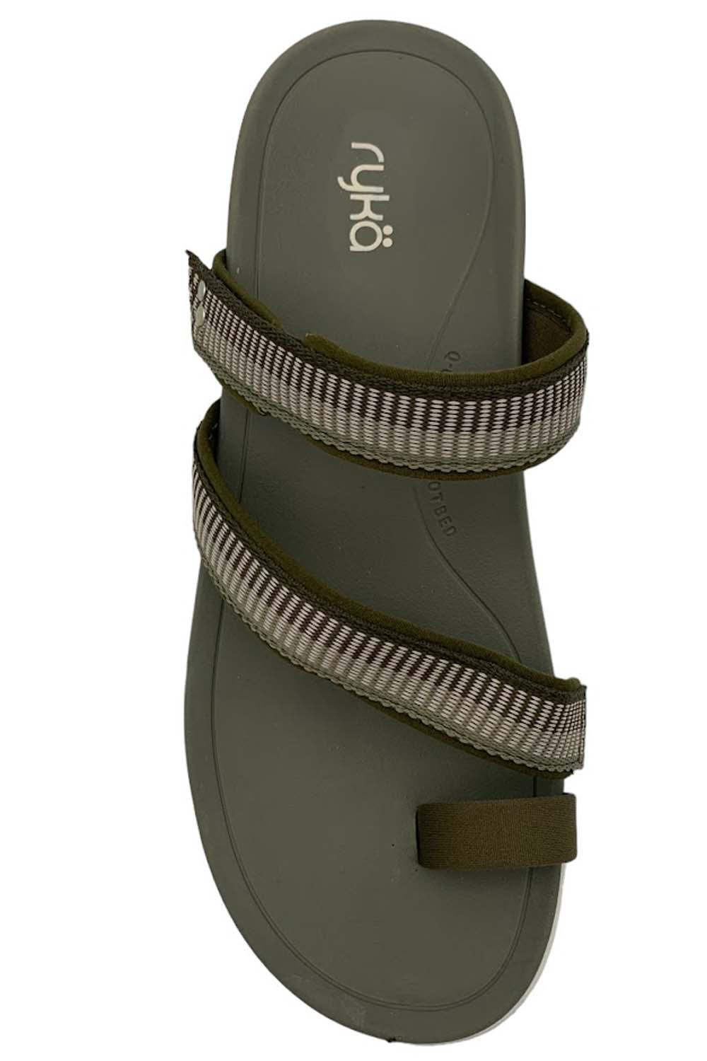Ryka Adjustable Slide Sandals with Toe Loop Stella Dark Olive | Jender