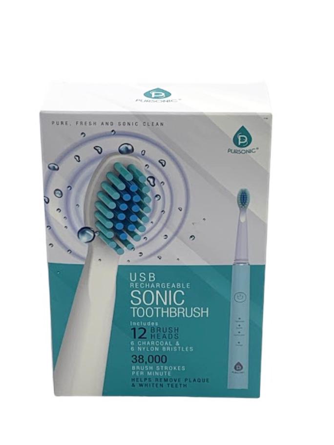 Pursonic Sonic Rechargeable Toothbrush w/12 Brush Heads & 50 Flossers | eBay