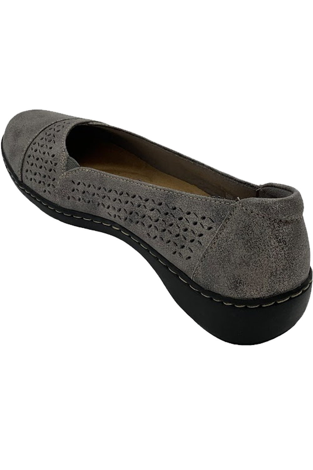 Clarks Collection Perforated Slip-Ons Cora Iris Pewter Metallic | Jender