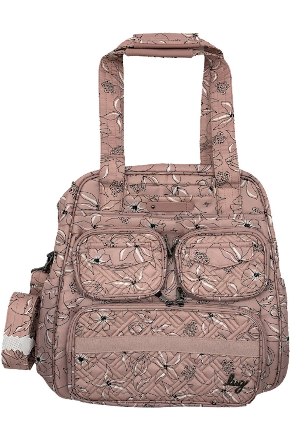 Lug Overnight Tote with Charm Bar Puddle Jumper LE Sketch Floral Blush ...