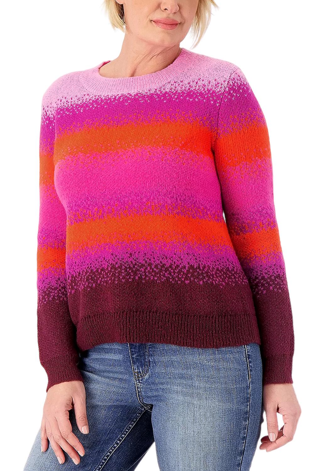 Candace Cameron Bure Sunburst Ombre Sweater Berry Stripe | Jender