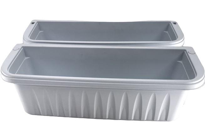 Large Adjustable Deck & Railing Planters White -Set of 2 | Jender