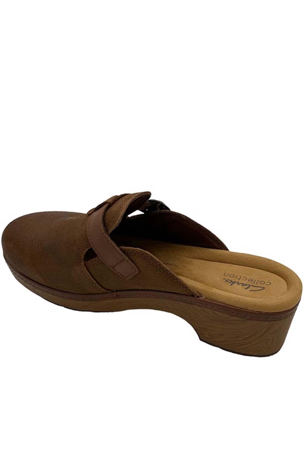 Clarks Collection Leather Heeled Clog Paizlee Nora Tan | Jender