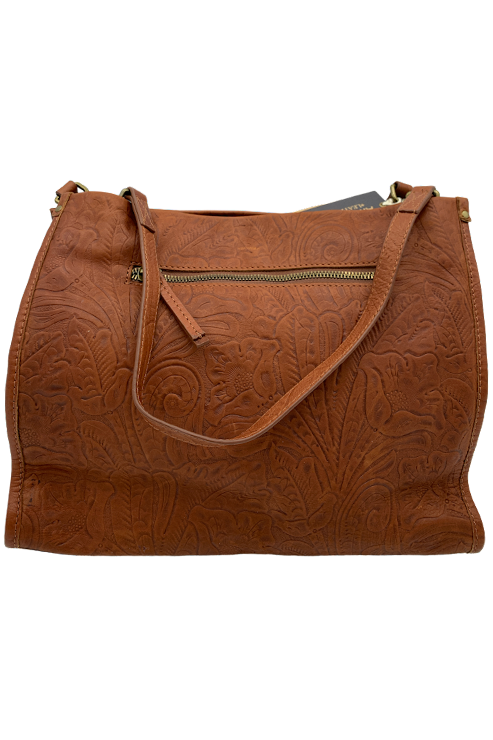 American Leather Co. Lenox Triple Entry Satchel Brandy Embossed | Jender