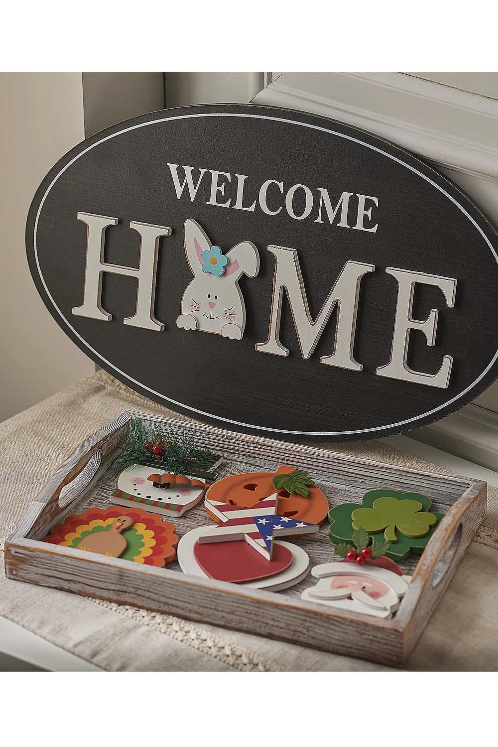 Valerie Welcome Home Oval Sign with 8 Seasonal Icons | Jender