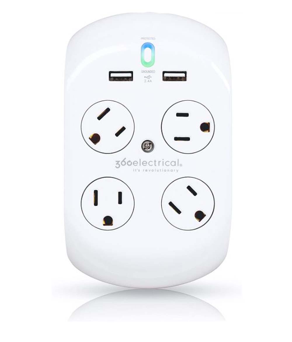 360 Electrical Revolve Plus 4 Rotating Outlets 3.4A & 2 USB Ports | eBay