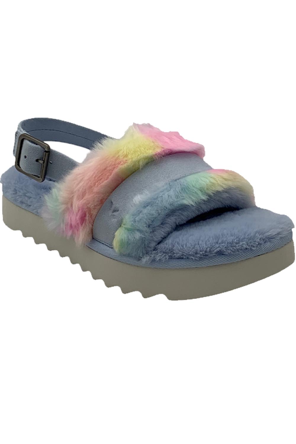 Koolaburra by UGG Adjustable Slide Sandals Fuzz'd Out Pastel Blue | Jender