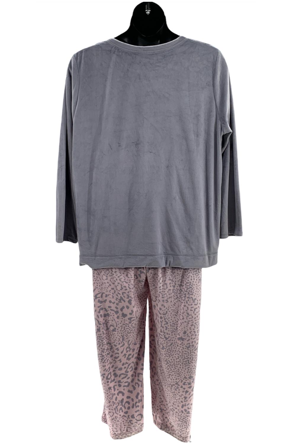Stan Herman Silky Velour Length Novelty Pajama Set Heather Gray/Animal ...