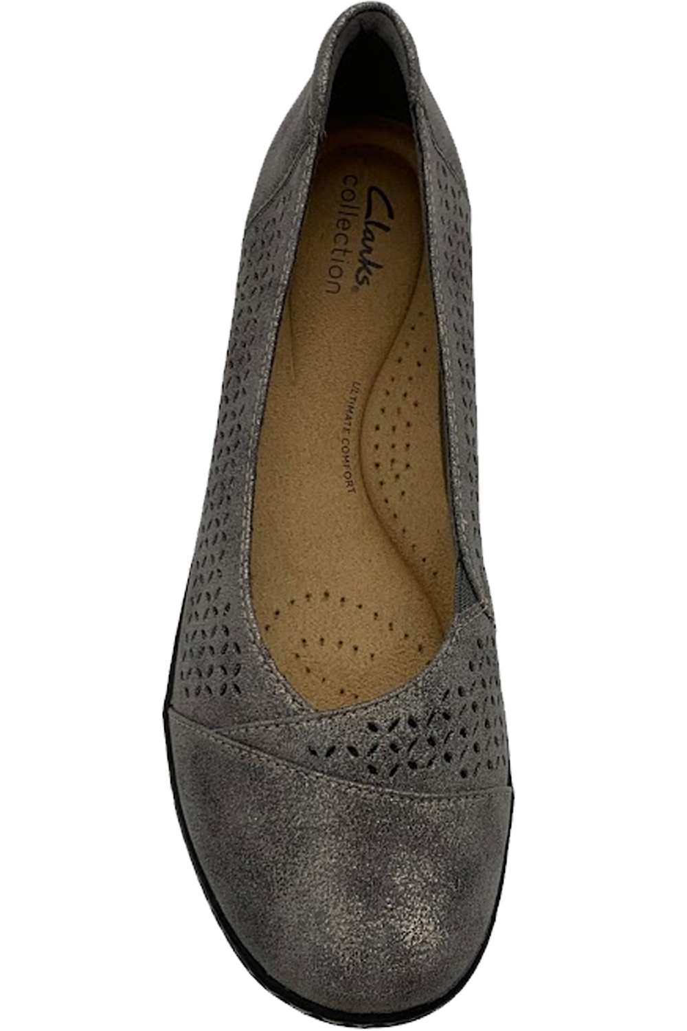 Clarks Collection Perforated Slip-Ons Cora Iris Pewter Metallic | Jender