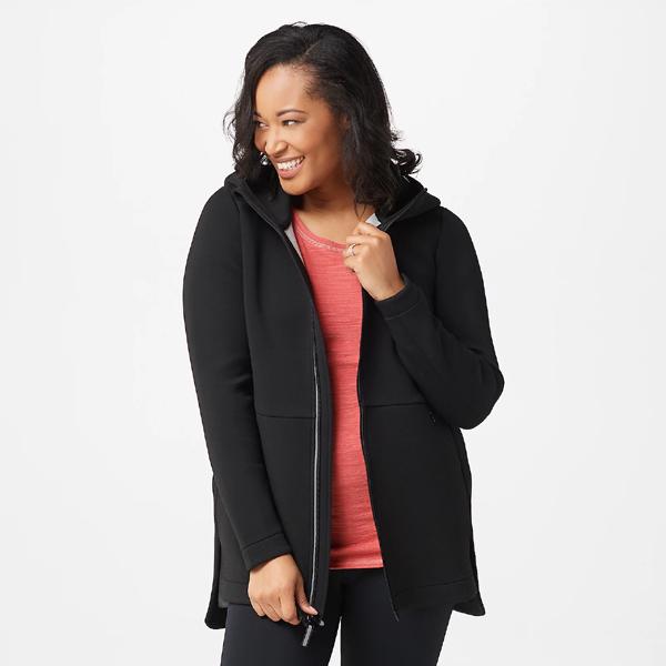 zuda Zip-Front Hooded Scuba Jacket Black | eBay