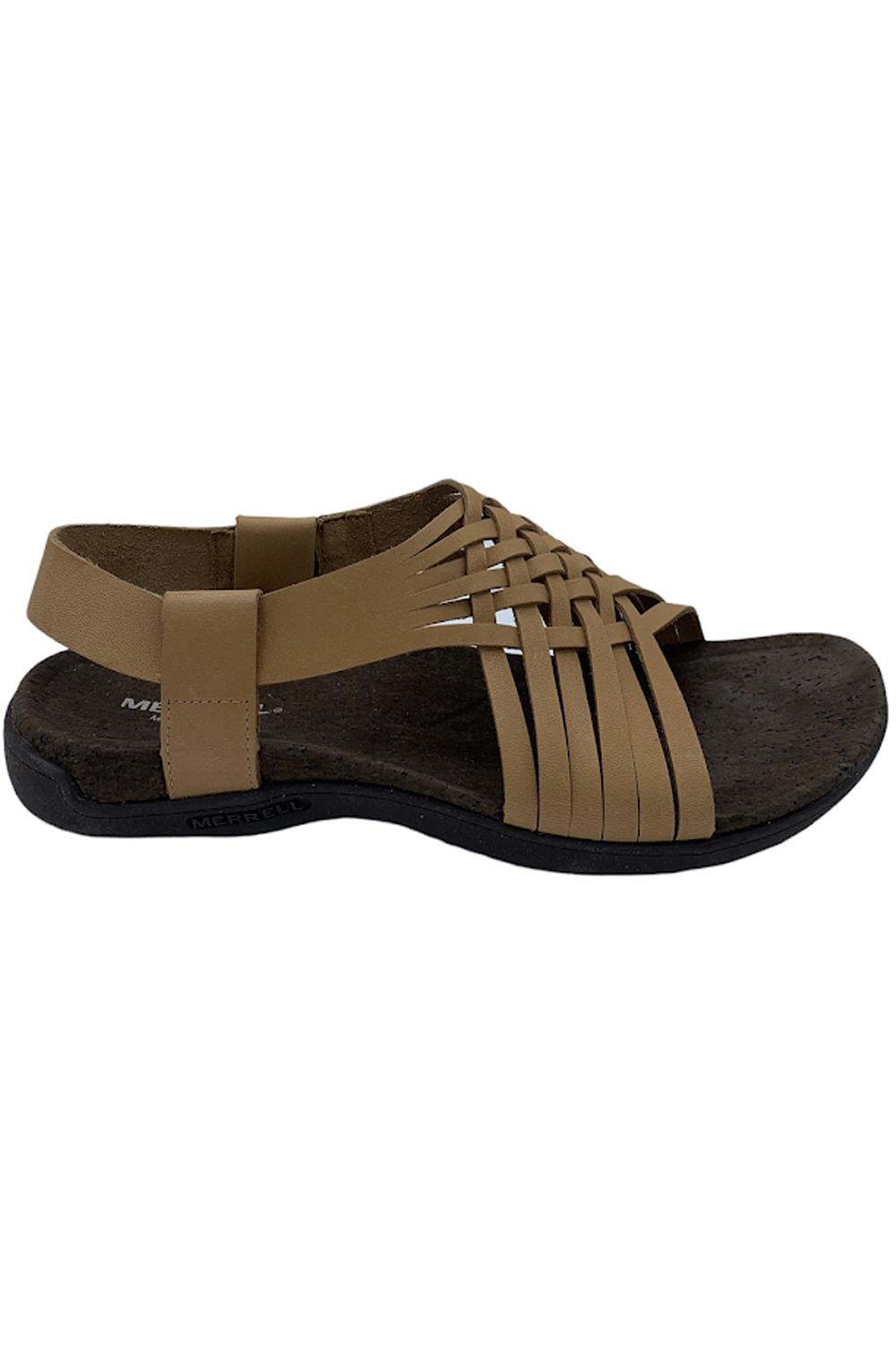 Merrell Leather Woven Detailed Sandals District Mahana Natural Tan | Jender