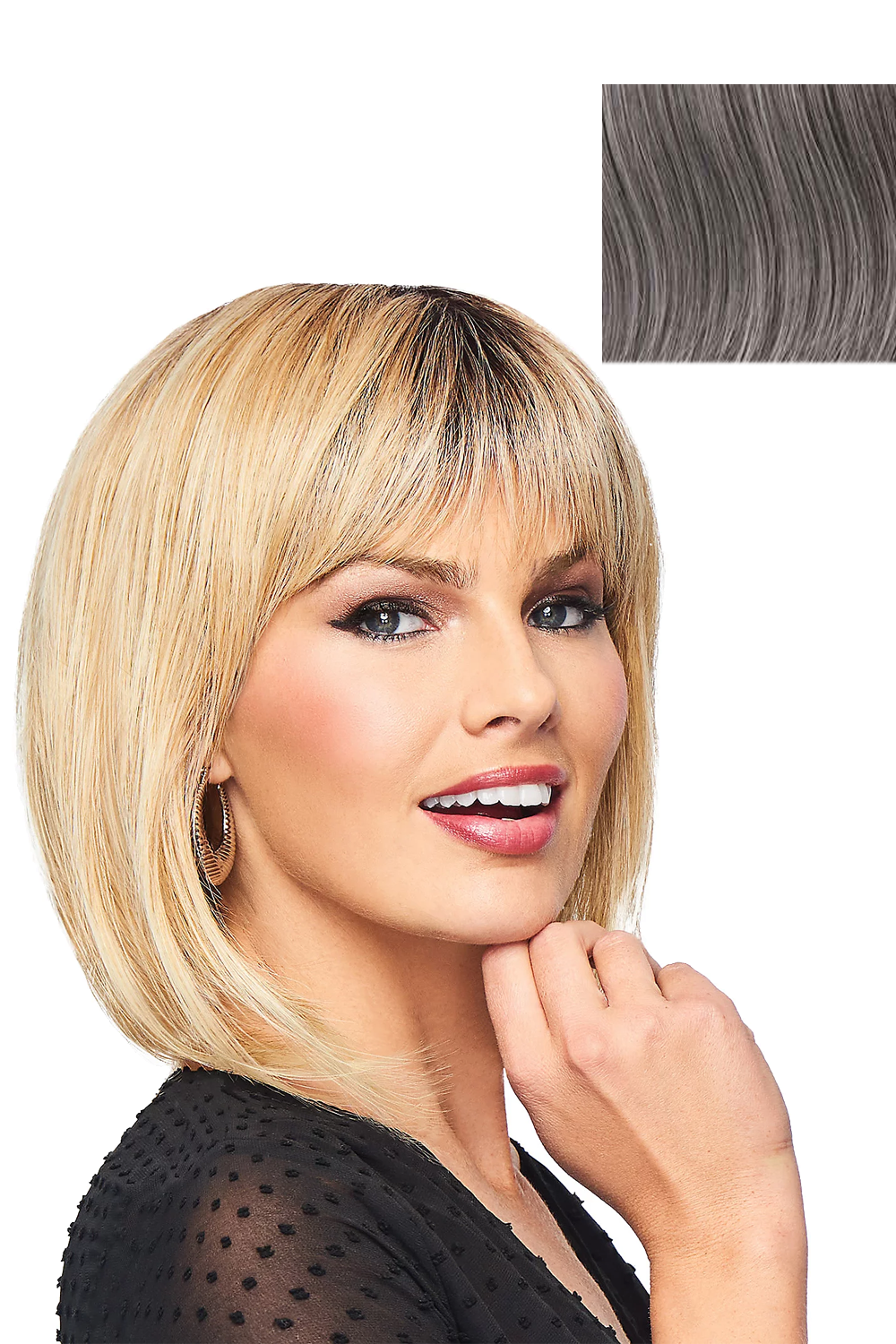 Hairdo Layered with a Bang Mid-Length Styled Wig Wig Dark Gray | Jender