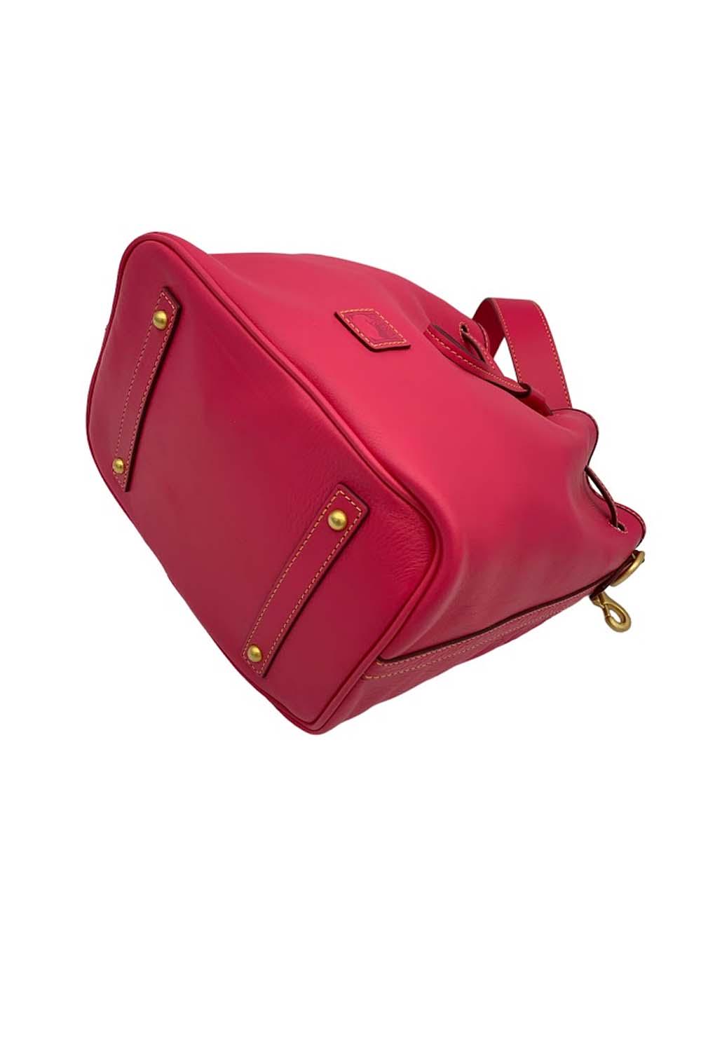 Dooney & Bourke Florentine Leather Drawstring Bag Fuchsia | Jender