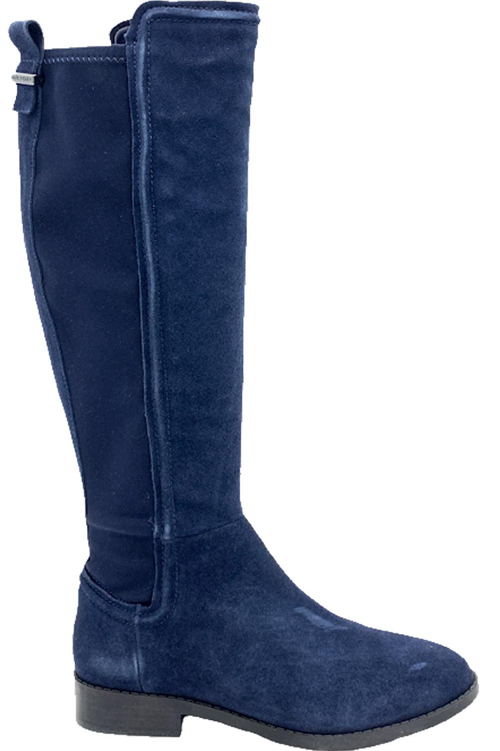 Marc Fisher Leather Wide Calf Tall Shaft Boots Shiane Navy Suede | Jender