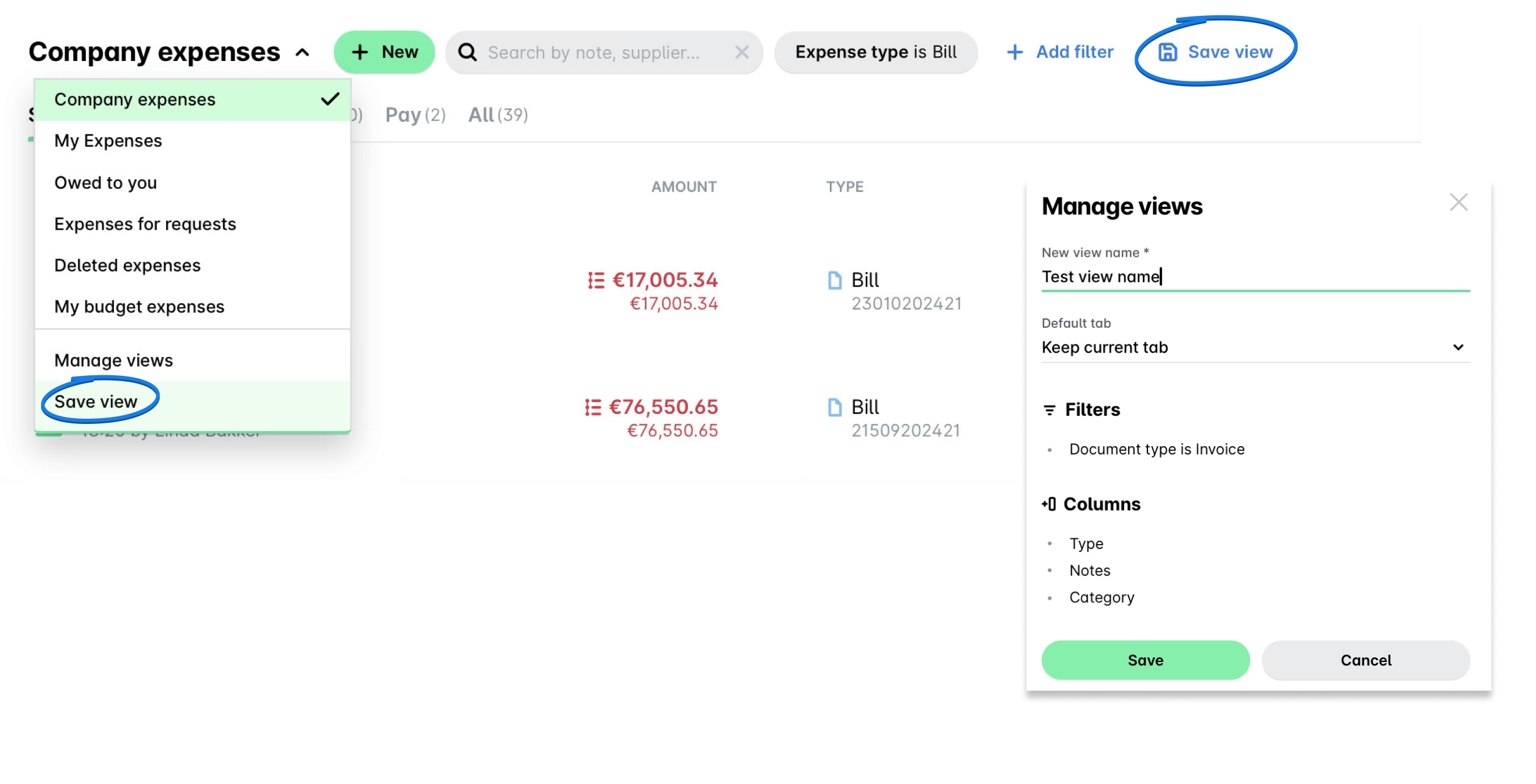 Save and Manage Custom Expense Views for Accountants - Payhawk Help Center
