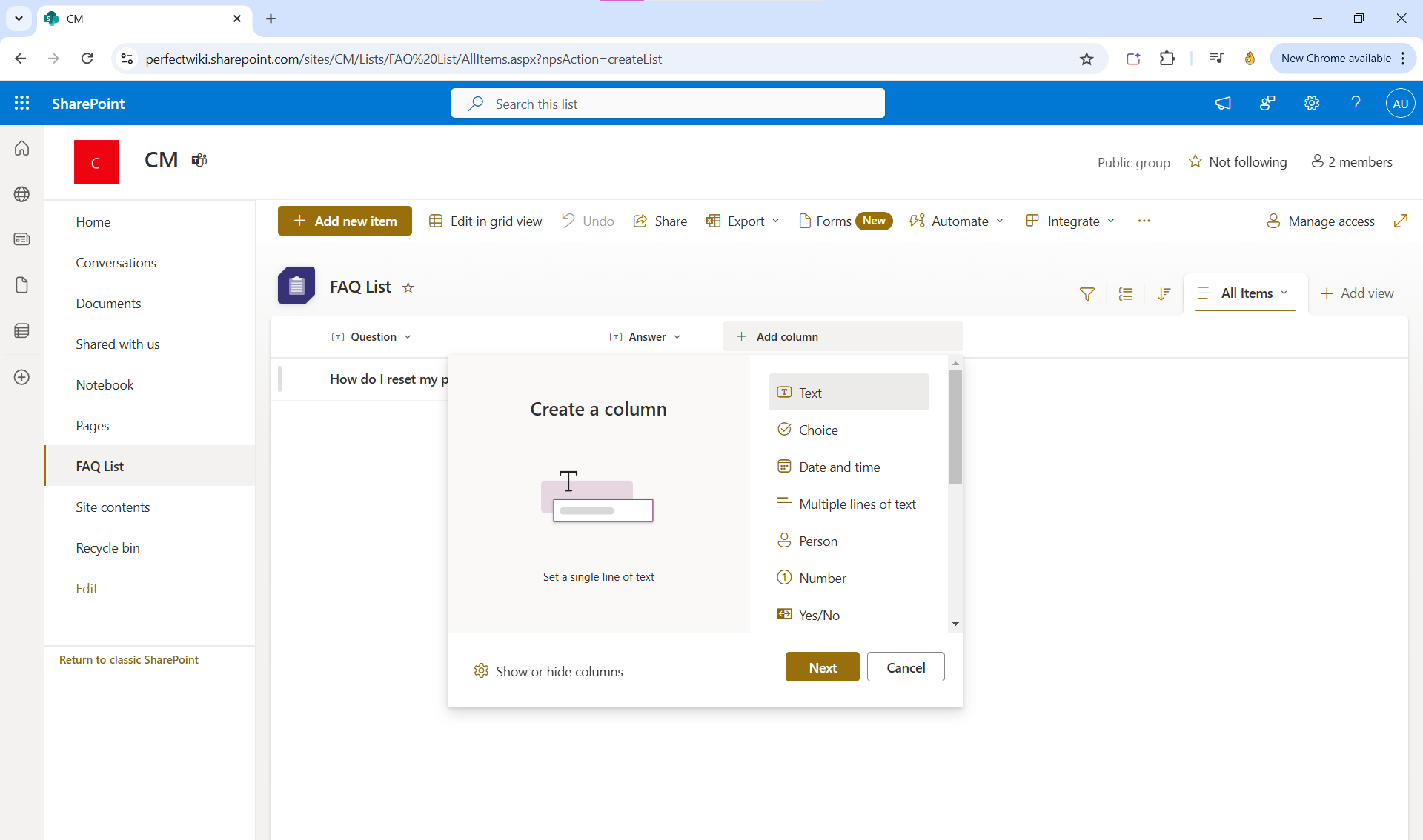 How to Create an FAQ Page in SharePoint with a List Option