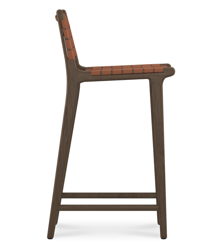 Arco Bar Chair | Handwoven Leather On Solid Teak Frame | INDOSPACE MY