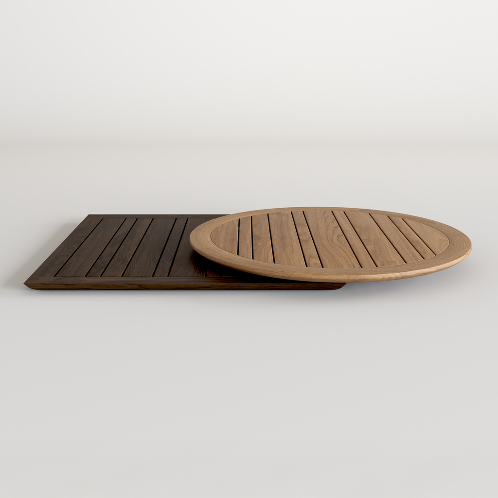 Colline Round Table Top | Durable Teak & Modular Base | INDOSPACE