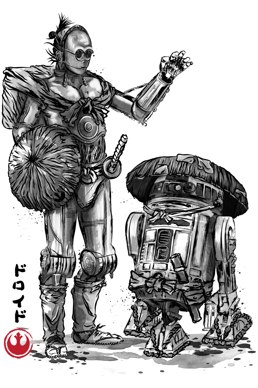 Poster, affiche Samurai droids sumi e | Cadeaux et merch | Europosters