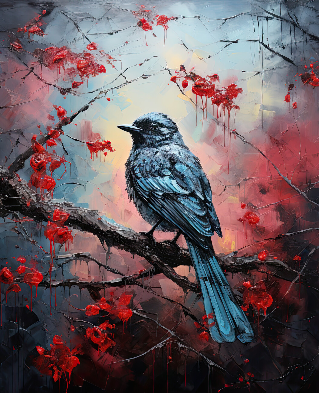 Bird On Tree Paintings