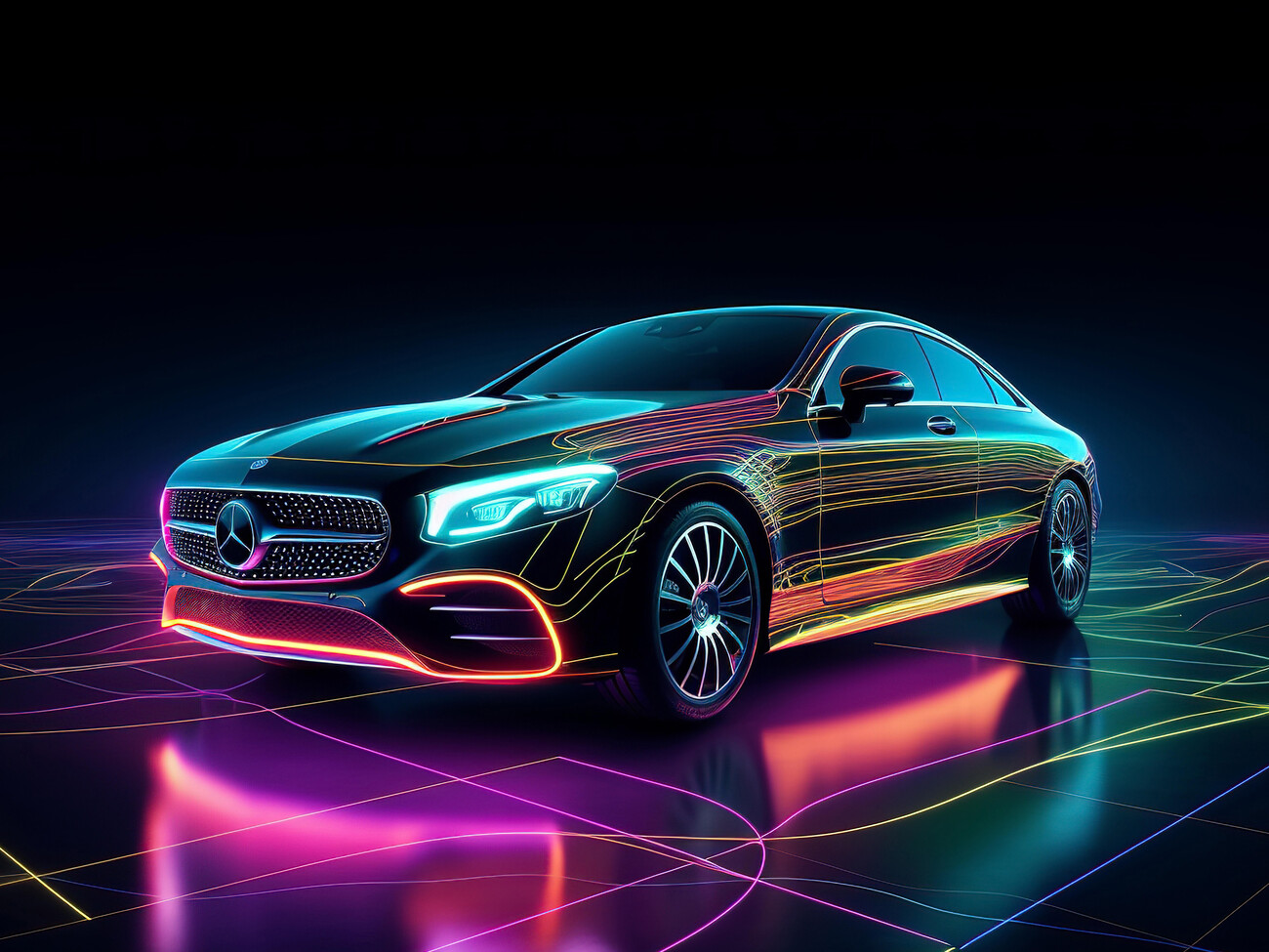 Wall Art Print | Neon Car | Europosters