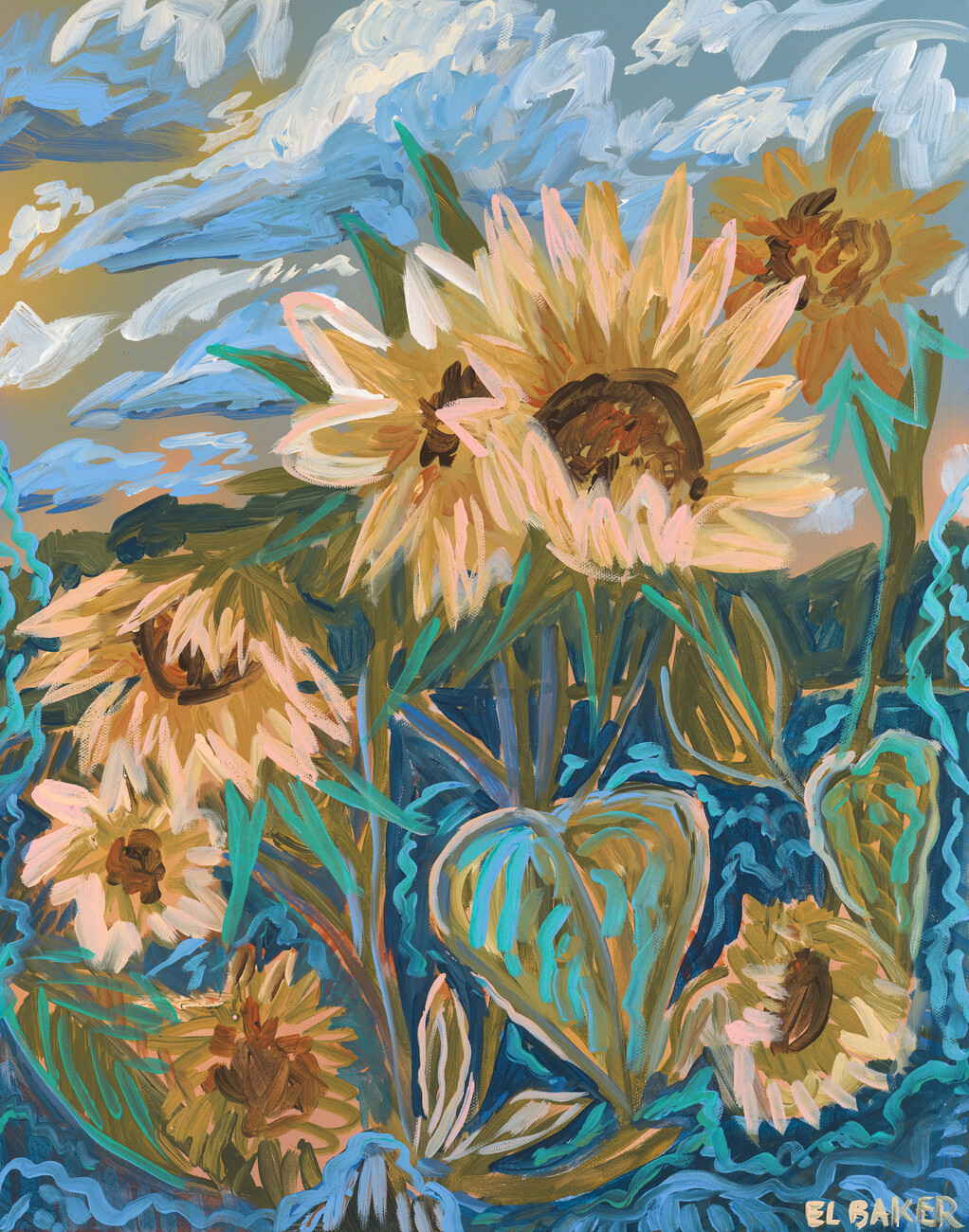 Sunflowers Wallpaper Art Print Sunflower Field Landscape, Snape,