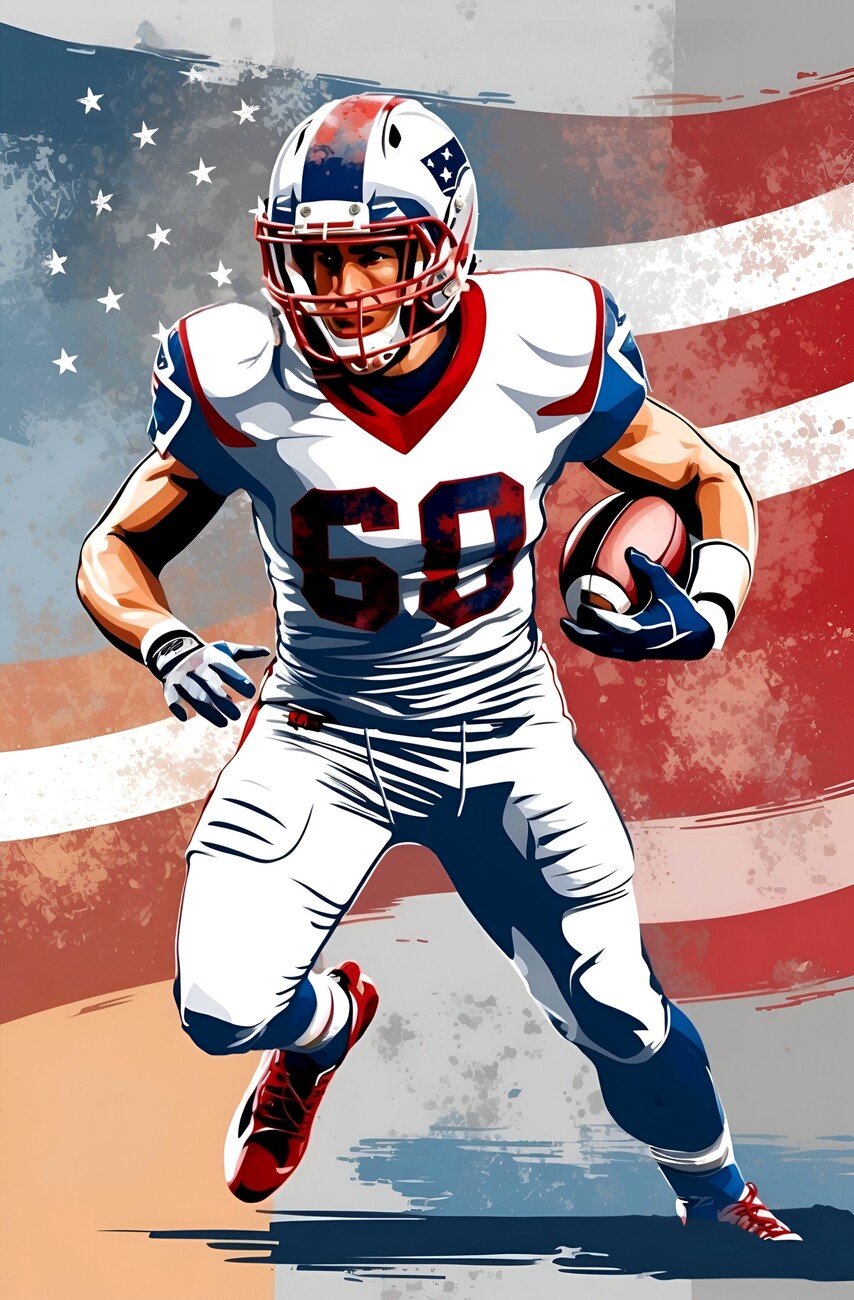 Wall Art Print | Old-School American Football Scenes: Retro Art ...