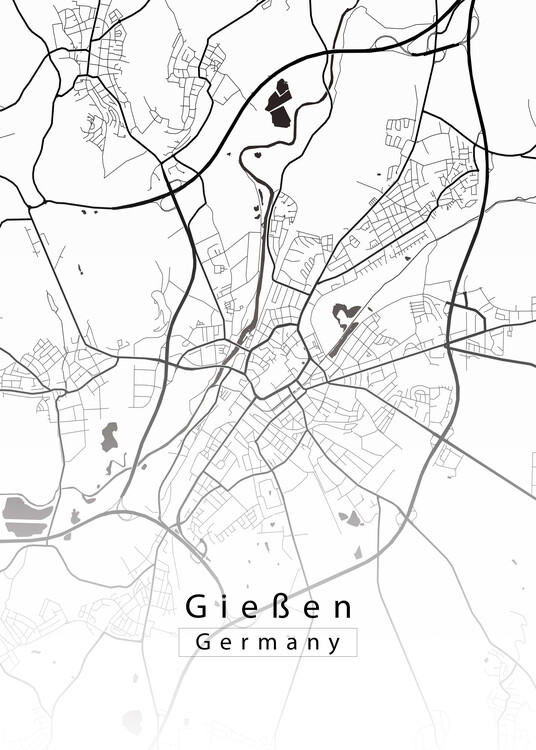 Carte de Gießen Germany City Map white ǀ Toutes les cartes et ...
