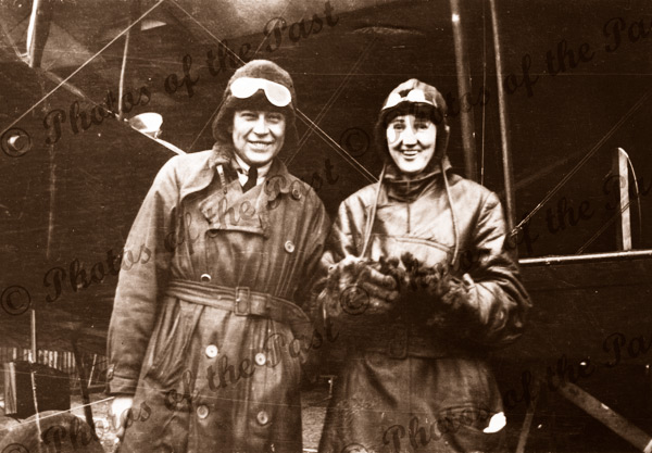 Harry Butler & future wife Elsa Birch Gibson prior to flight in Avro ...