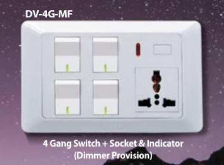 Best deals for DIVYA 4 Gang Switch With Socket + Indicator (Dimmer ...