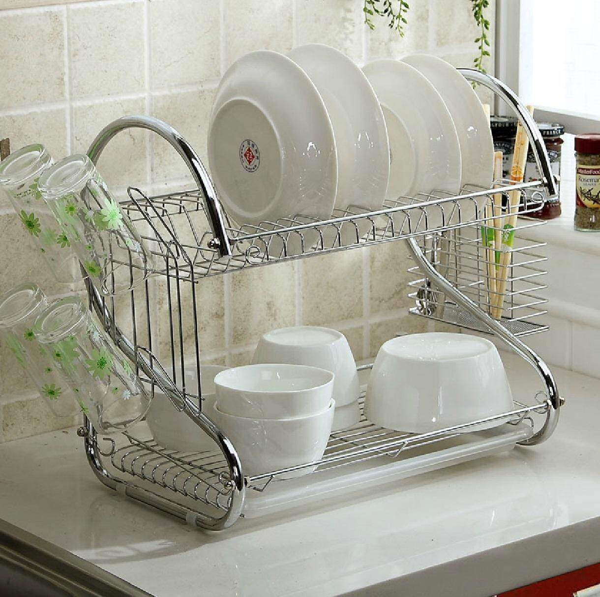 Best deals for Multi-functional Stainless Steel 2-Tier Chrome Dish ...