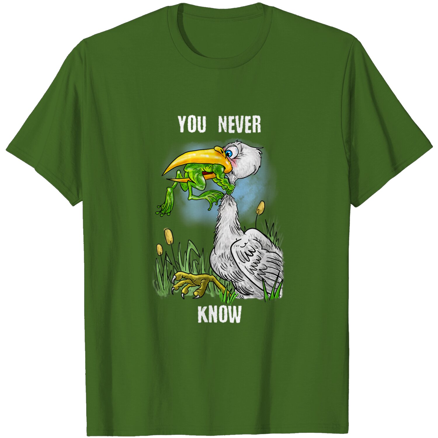 Never Give Up Frog T-shirt You Never Know How It Ends Frog And Crane