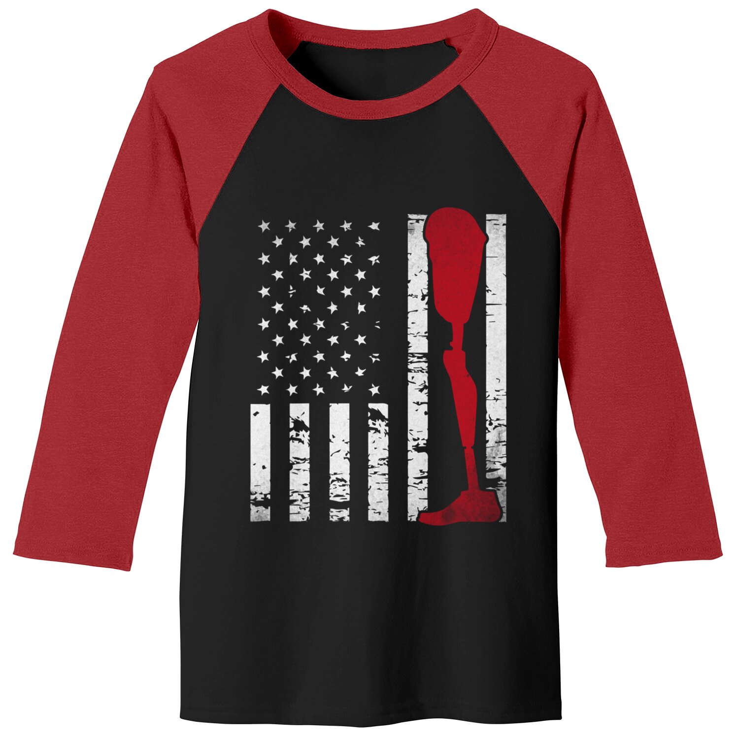 Amputee Patriotic Prosthetic Leg Flag Baseball Tees Designed & Sold By ...