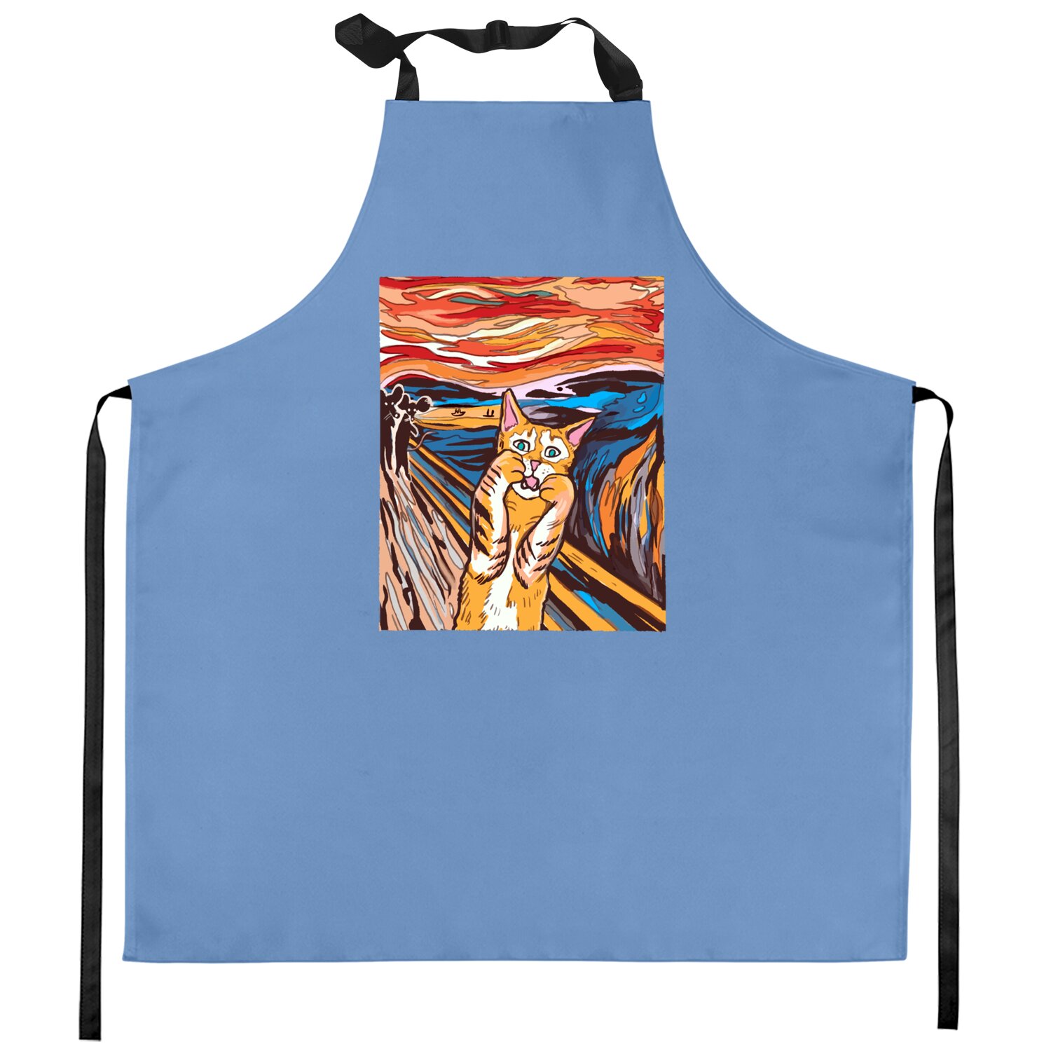 Scream Kitchen Aprons Funny Tabby Cat Scream Edvard Munch's Painting ...