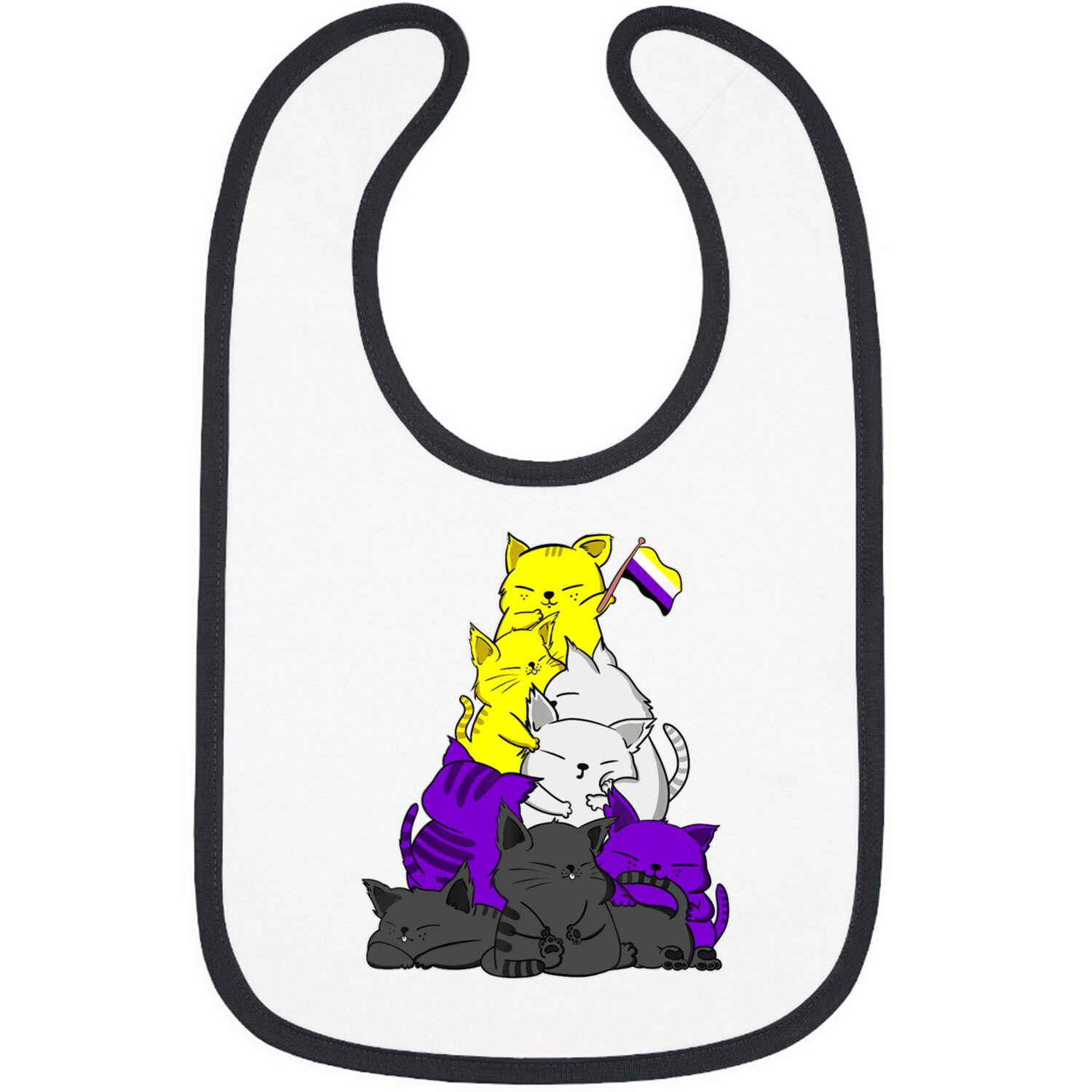 Nonbinary Pride Flag Bibs Nonbinary Pride Cat LGBT Non Binary Flag Cute ...