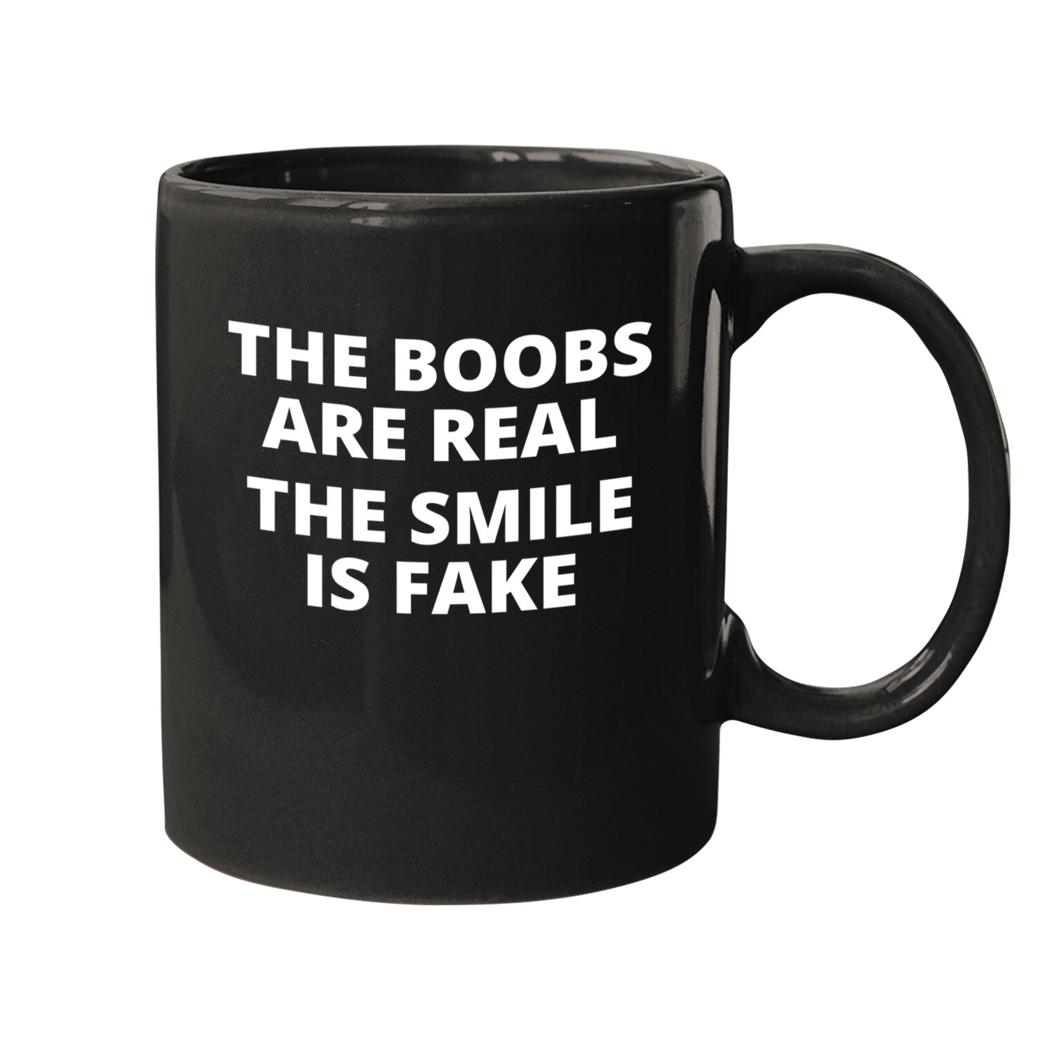THE BOOBS ARE REAL THE SMILE IS FAKE Mugs