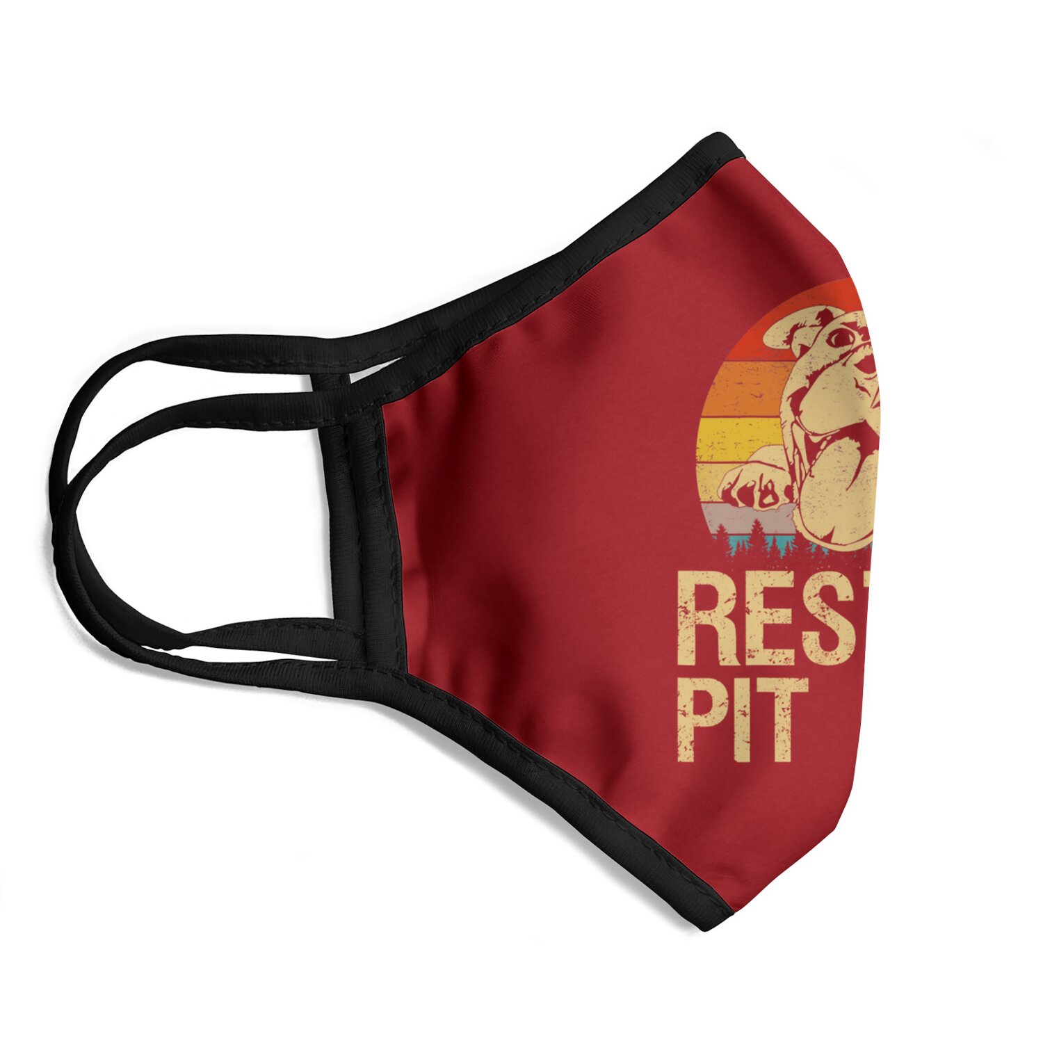 Pitbull Silhouette Face Masks Vintage Pitbull Resting Pit Face