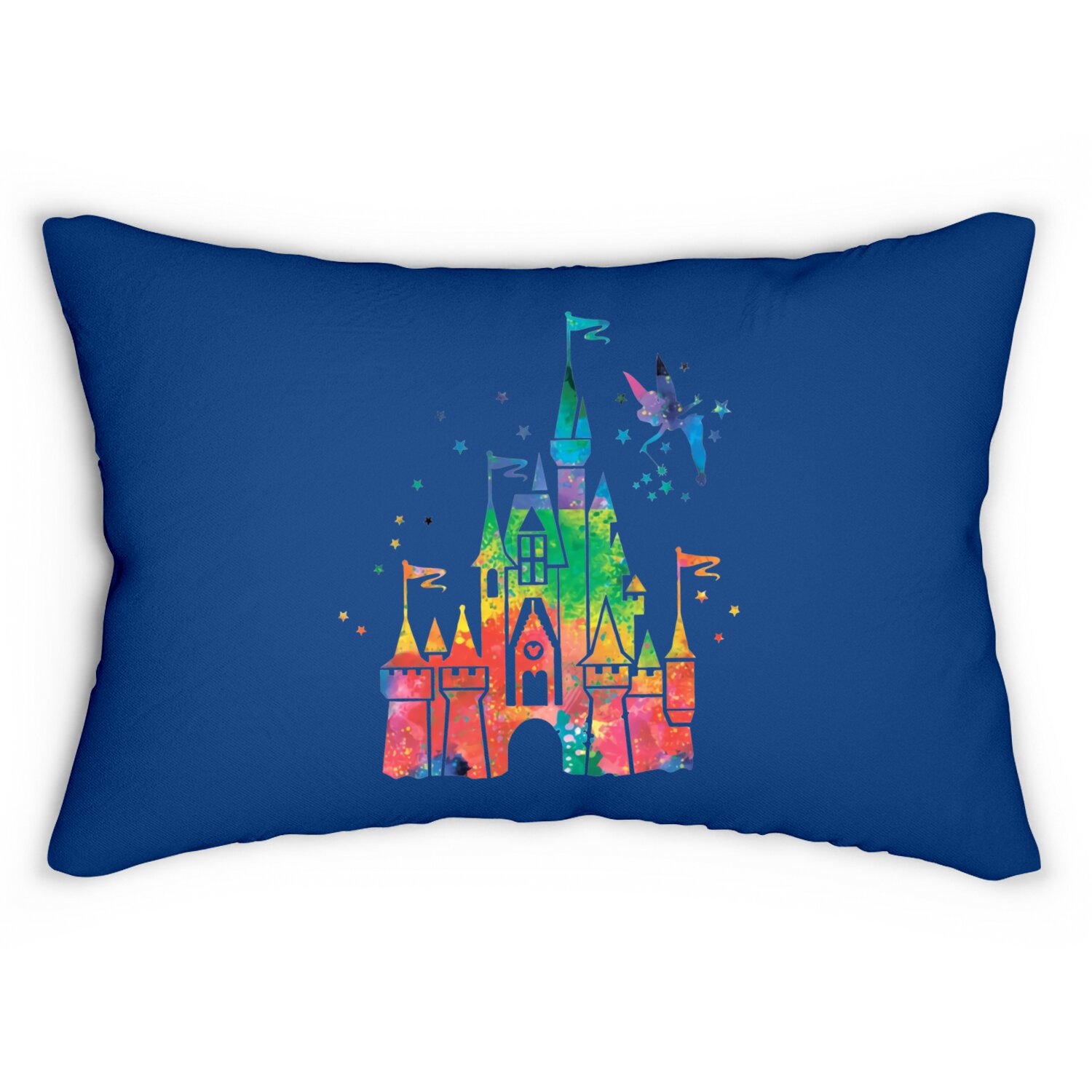 Watercolor Disney Castle Lumbar Pillows Designed & Sold By Lilya Araqelyan