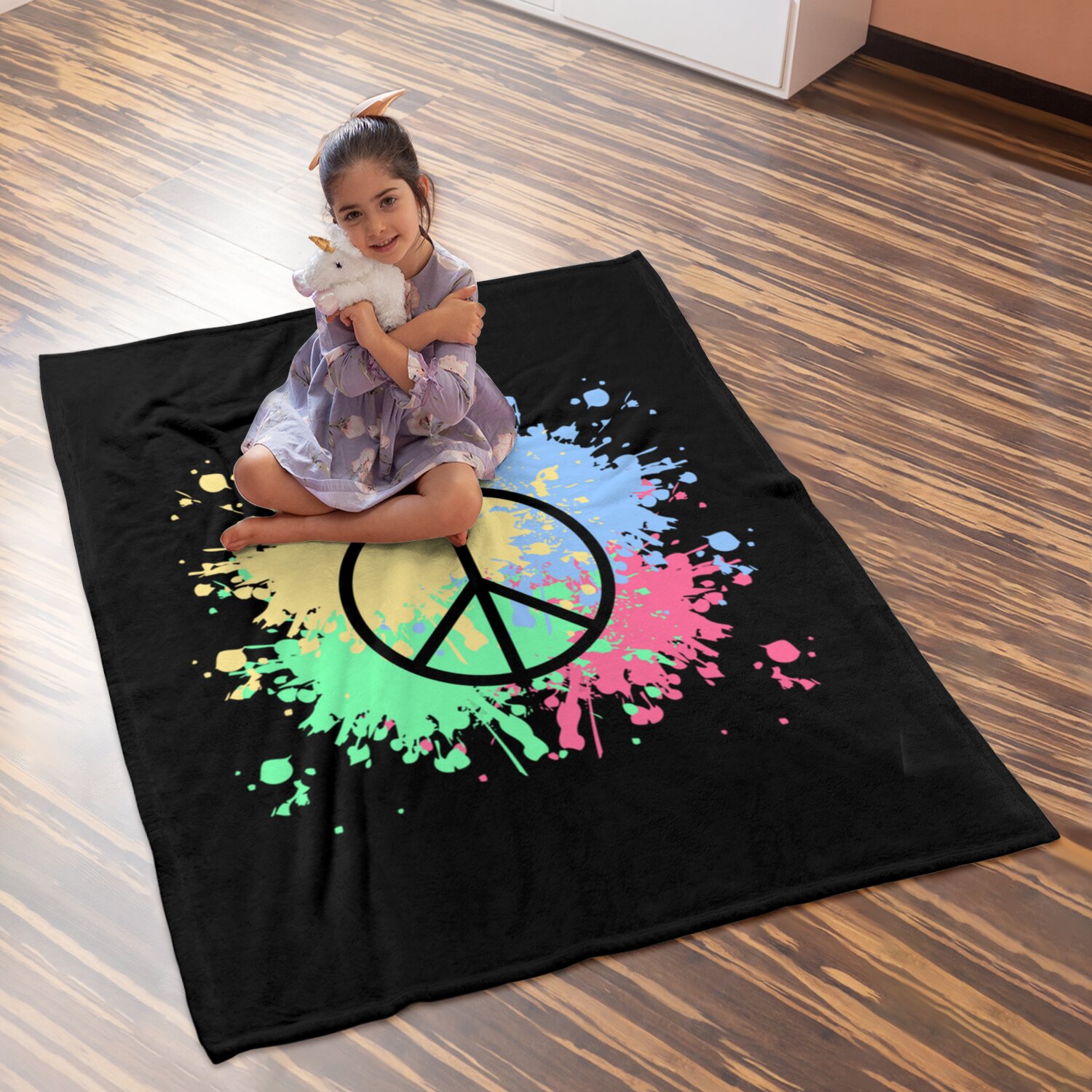 Flower Power Sign Retro 60s 70s Camper Hippie Bus Baby Blankets