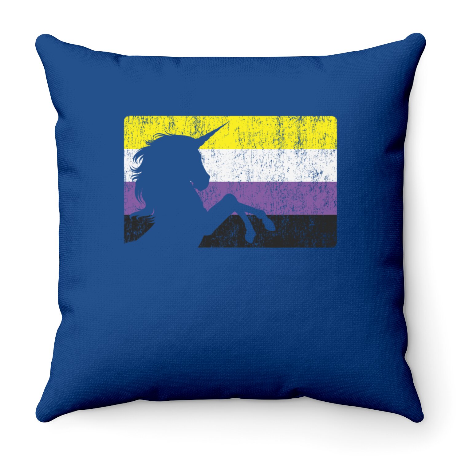 Nonbinary Pride Flag Throw Pillows Non-Binary Unicorn Pride Flag Vintage Nonbinary Gift