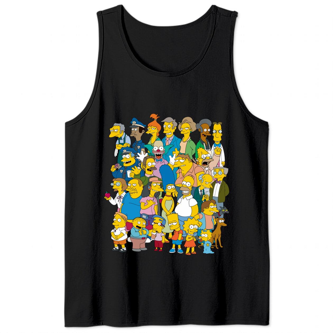 The Simpsons Springfield Group Montage Bart Homer Tank Tops