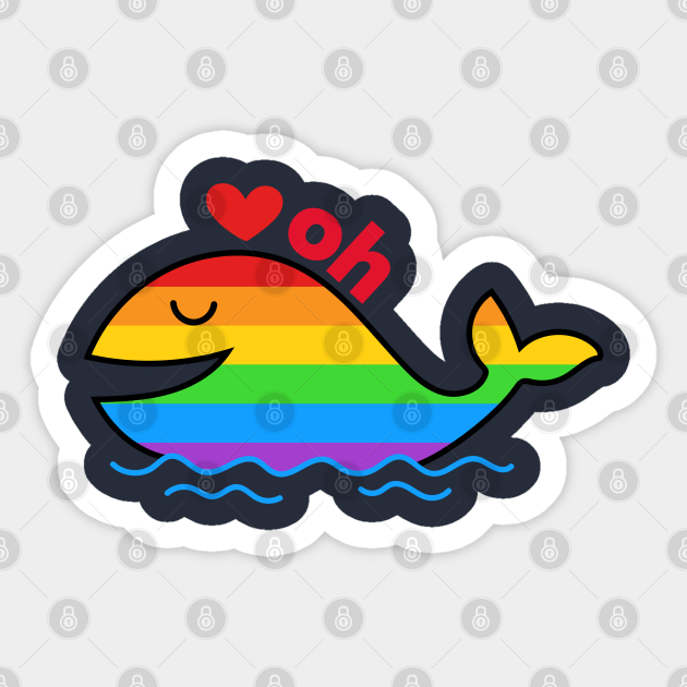 Oh Whale Rainbow And Red Heart - Whale Lover - Sticker Designed & Sold ...